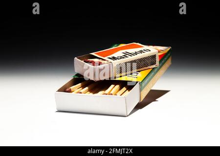 Two boxes of matchsticks short and extra long ones, Marlboro and Bryant ...