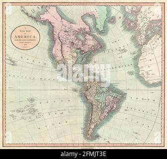 Vintage Map of the Americas, Old Map of America, Vintage Americas Map ...