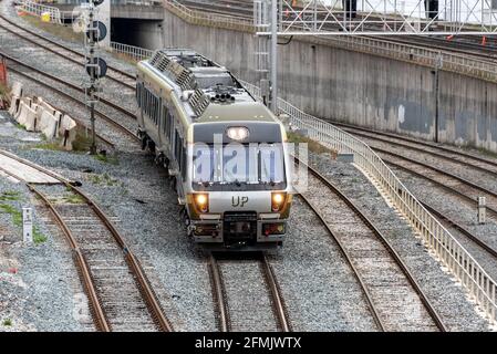The UP (Union Pearson) train station inside the Toronto Skywalk, a ...