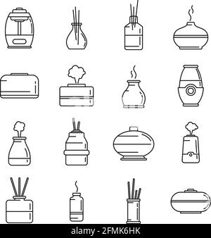Diffuser freshener icons set. Outline set of diffuser freshener vector ...