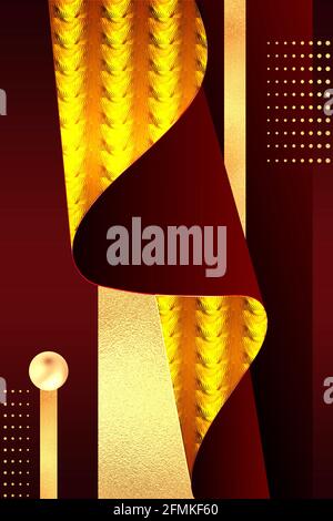 3d modern canvas art mural wallpaper landscape moon, golden trees and ...