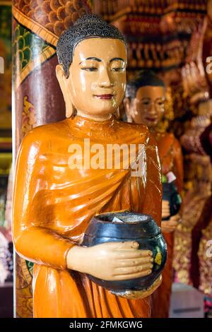 Inside the Wat Phnom temple in Phnom Penh, Cambodia. Beautiful view of ...