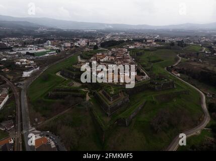 Aerial view of the fortress of Valenca do Minho in Portugal Stock Photo ...