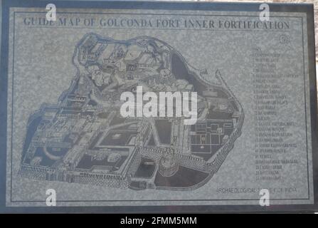 Map of Golconda Fort Stock Photo - Alamy