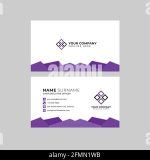 Professional two sided business card vector template with logo place ...