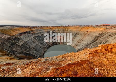One of the deepest quarries in the world. Kimberlite pipe Mirny Yakutia ...