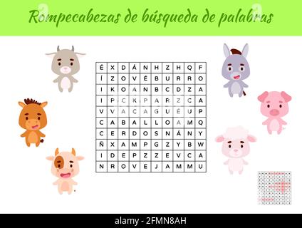 Rompecabezas de búsqueda de palabras - Word search puzzle. Educational ...