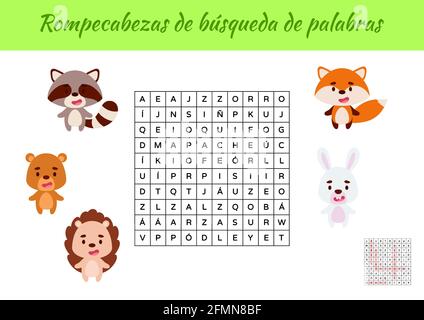 Rompecabezas de búsqueda de palabras - Word search puzzle. Educational ...