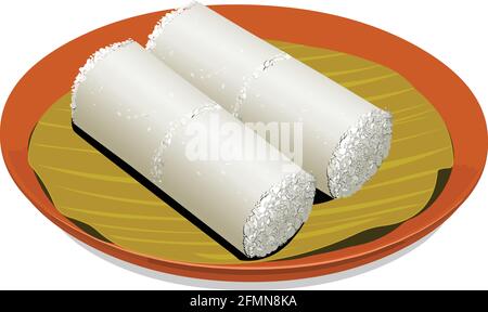 Vector illustration of Puttu or White Rice Puttu -Kerala special ...