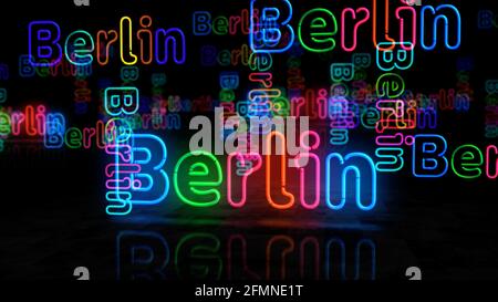 Berlin symbol neon symbol. Light color bulbs with romantic city sign ...
