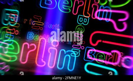 Berlin symbol neon symbol. Light color bulbs with romantic city sign ...