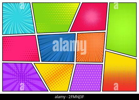 Cartoon Cool Backgrounds, comic book backdrop. Retro vector comics pop ...