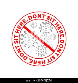 Social distance signage icon. Please wait here. Keep safe distance ...
