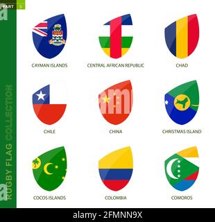 Comoros national team rugby ball on rugby stadium and goal posts ...