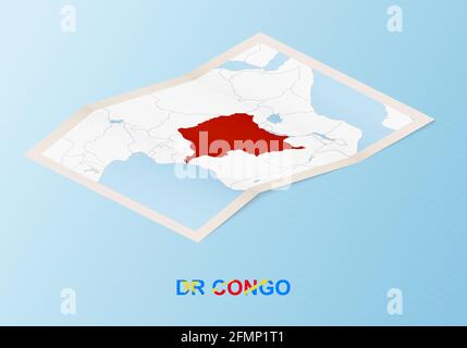 DR Congo map, folded paper with DR Congo map. Vector illustration Stock ...