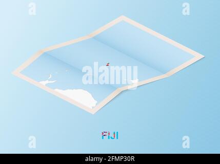 Fiji map, folded paper with Fiji map. Vector illustration Stock Vector ...