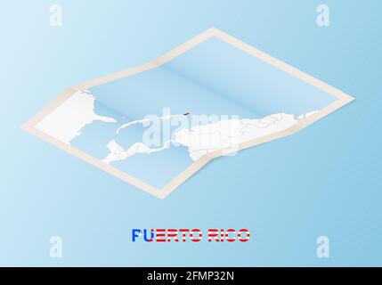 Puerto Rico map, folded paper with Puerto Rico map. Vector illustration ...
