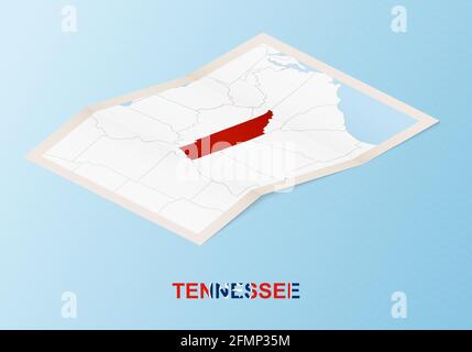 Tennessee map, folded paper with Tennessee map. Vector illustration ...