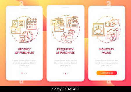 RFM model analysis onboarding mobile app page screen with concepts ...