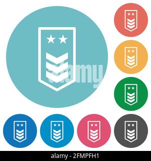 Military insignia with two chevrons and three stars white flat icons on ...