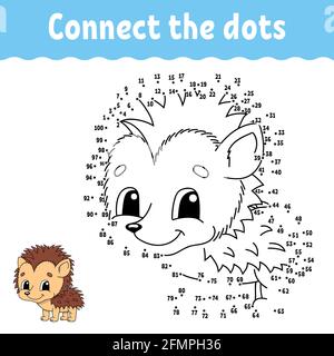 Vector forest dot-to-dot and color activity with cute hare catching ...