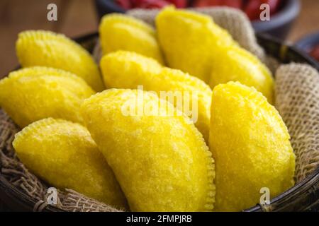breaded fried corn, typical pastry of south america, with flour and ...