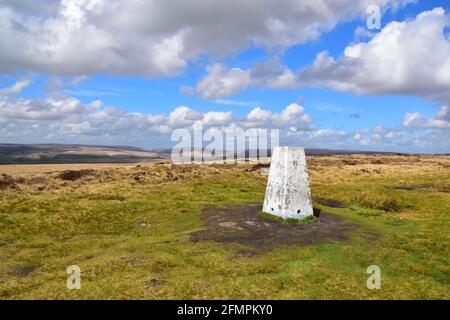 The trig point at high brown knoll between wadworth and midgley moor in ...