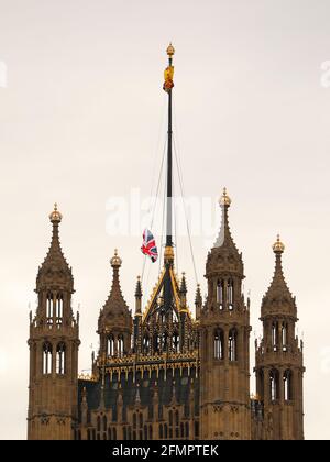 Union jack flag at Parliament is lowered to half-mast following an ...