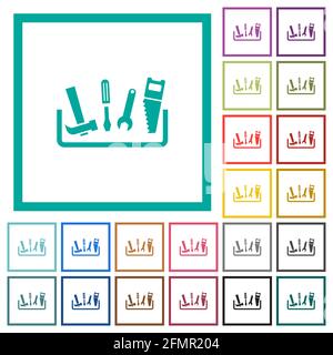 Toolbox flat color icons with quadrant frames on white background Stock ...