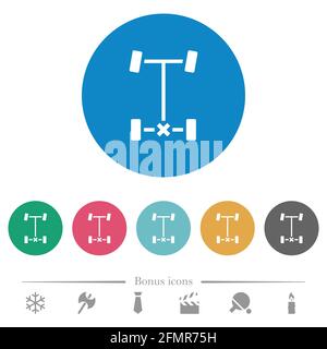 Rear differential lock flat color icons in round outlines. 6 bonus ...