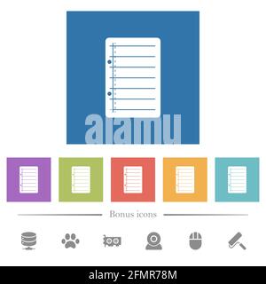 Scratch pad flat white icons on round color backgrounds. 17 background ...