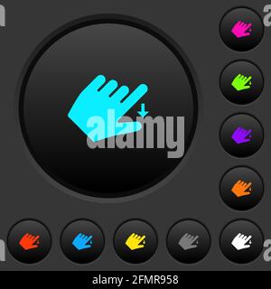 Left handed move left gesture dark push buttons with vivid color icons ...