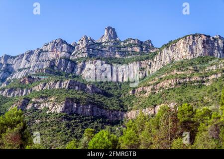 Montserrat is a mountain odd shape mountain at Barcelona, Spain ...