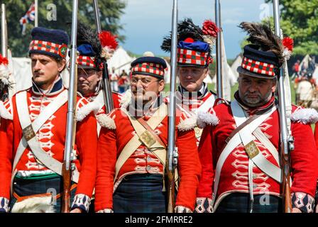 Scottish infantry in the Allied camp exercising before the re-enactment ...