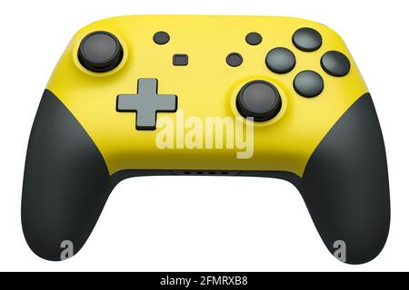 Realistic yellow video game joystick on white background Stock Photo ...