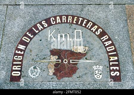 Madrid Kilometre Zero Km 0 stone indicating the geographical center of ...