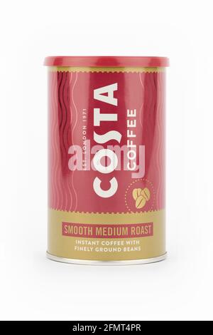 A tin of Costa instant coffee shot on a white background Stock Photo ...