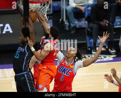 Oklahoma City Thunder forward Kenrich Williams (34) looks to shoot ...