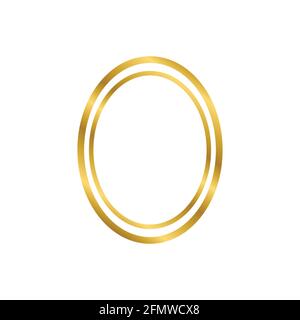 Gold shiny glowing vintage ellipse frame with shadows isolated on white ...