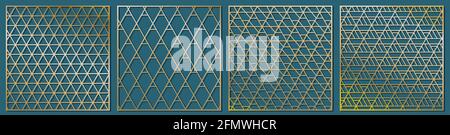 Abstract Geometry triangle pattern for laser cutting. Universal ...