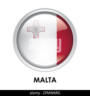 Flag of Malta as round glossy icon. Button with Maltese flag Stock ...