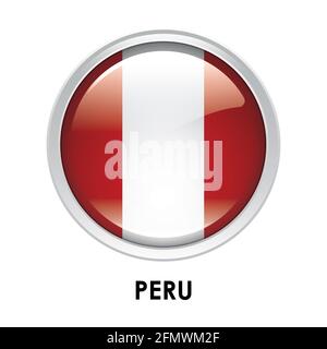 Flag of Peru as round glossy icon. Button with Peruvian flag Stock ...