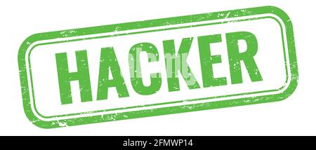 HACKER text on green grungy rectangle stamp sign Stock Photo - Alamy