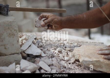 stone masonry wall building handmade craft traditional Stock Photo - Alamy