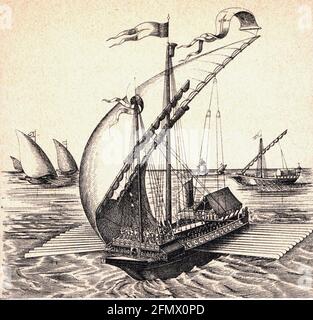 A 16th century galley ship Stock Photo - Alamy