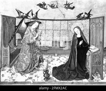 Annunciation of Angel Gabriel to Blessed Virgin Mary on the stained ...