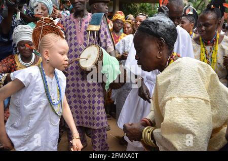 Worshippers dancing during the Osun-Osogbo festival, in Osogbo, the ...