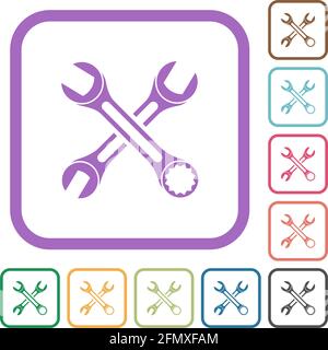 Two wrenches simple icons in color rounded square frames on white background Stock Vector Image ...