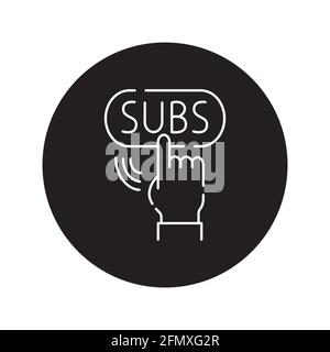 Subscribe button click glyph icon. Silhouette symbol. Subscription ...