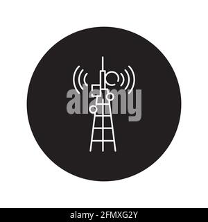 Transmitter, Radio Tower Linear Vector Icons Set. Transmitter and ...